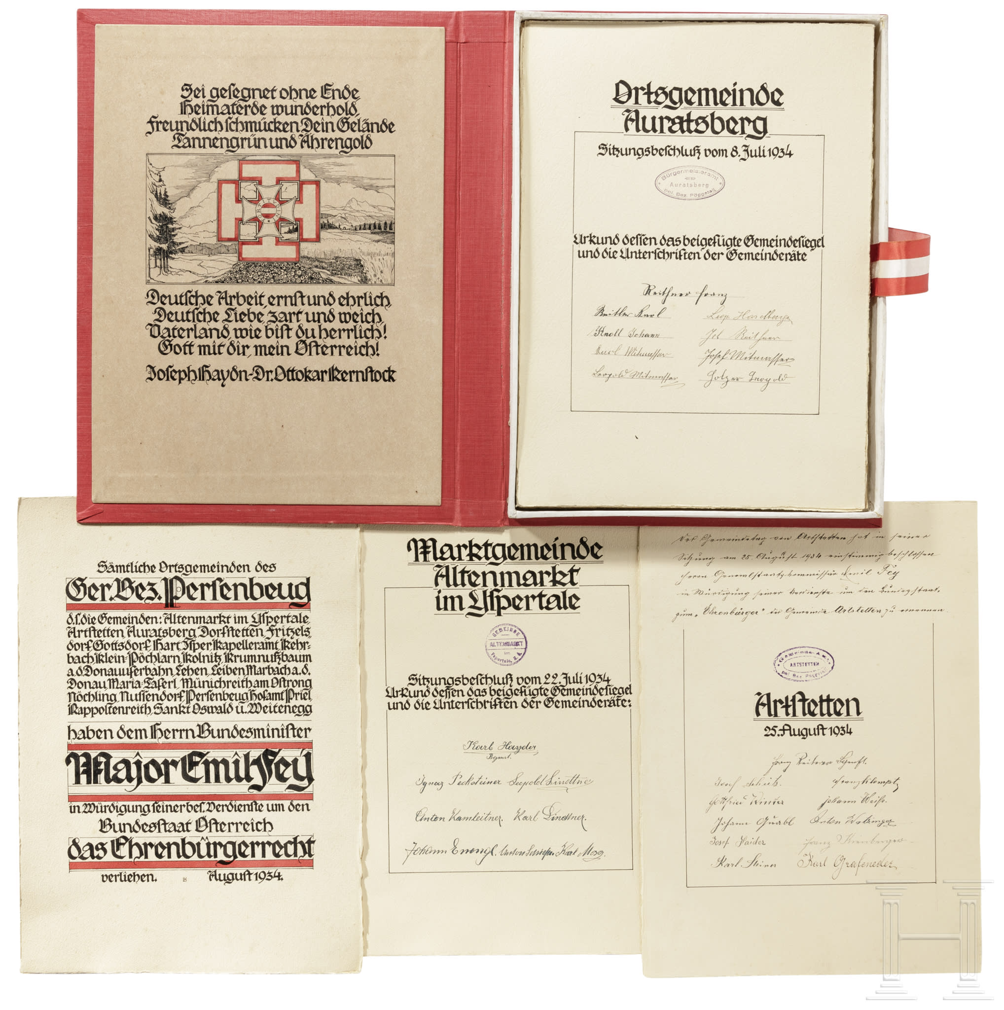 Major Emil Fey - 25 honorary citizenship award documents from Lower ...