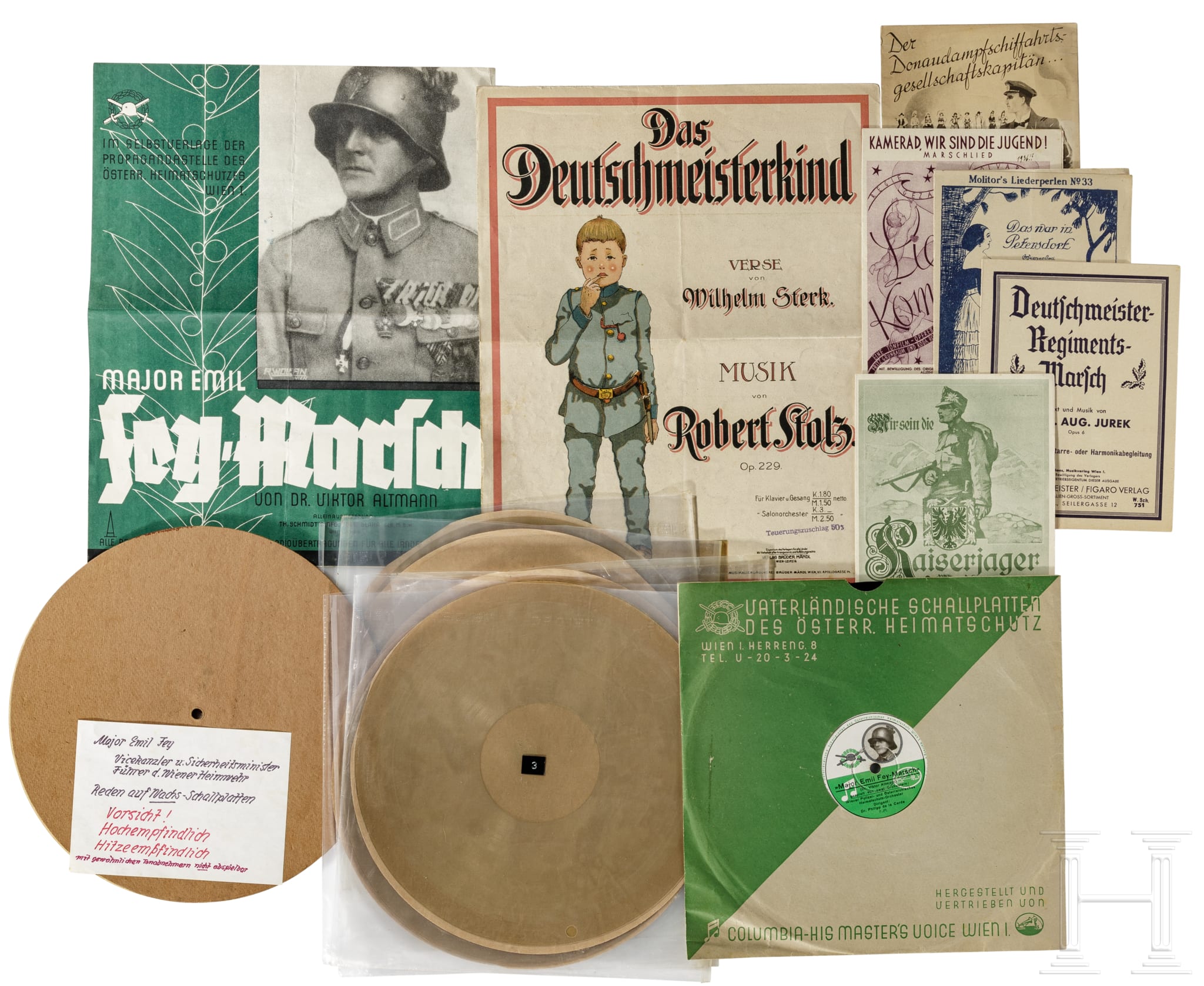 Major Emil Fey - a vinyl record "The Fey- March" with the sheet of ...