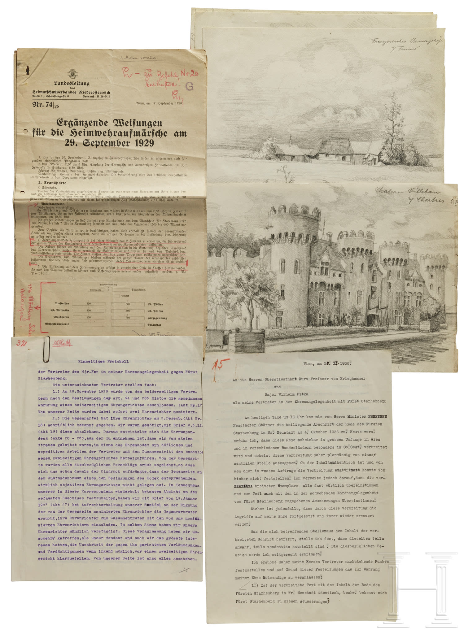 Major Emil Fey - a large group of documents, letters, booklets and ...