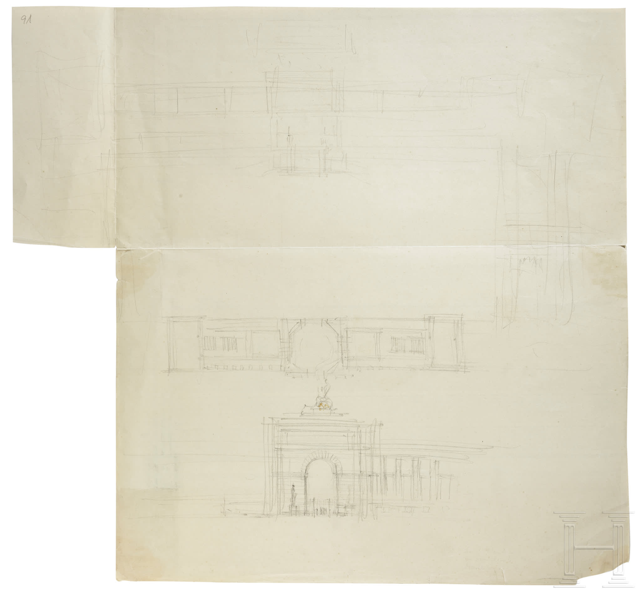 Albert Speer - an architecture sketch with pen drawing "The ...