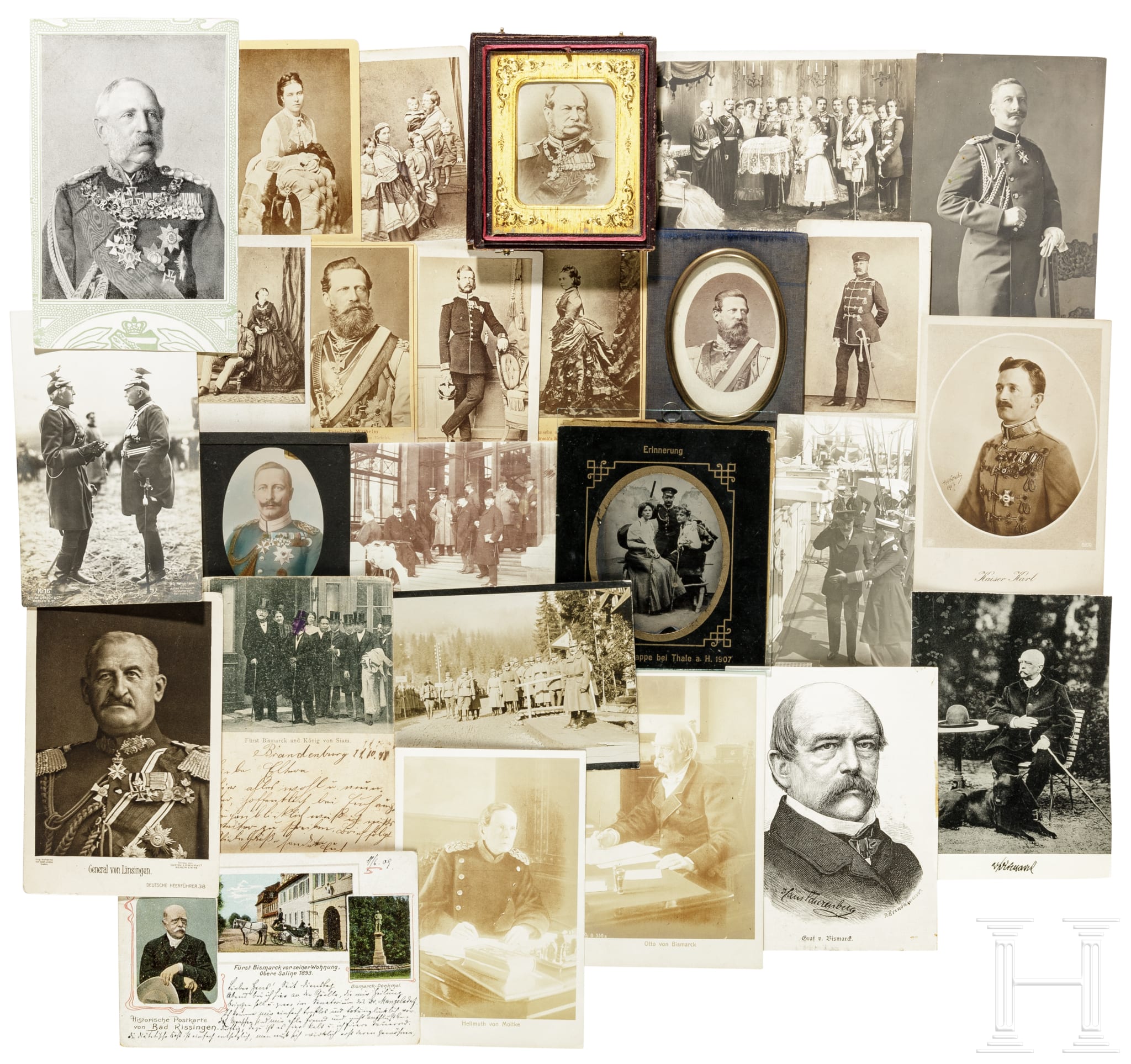 A group of photos and postcards of the Prussian dynasty and of generals ...