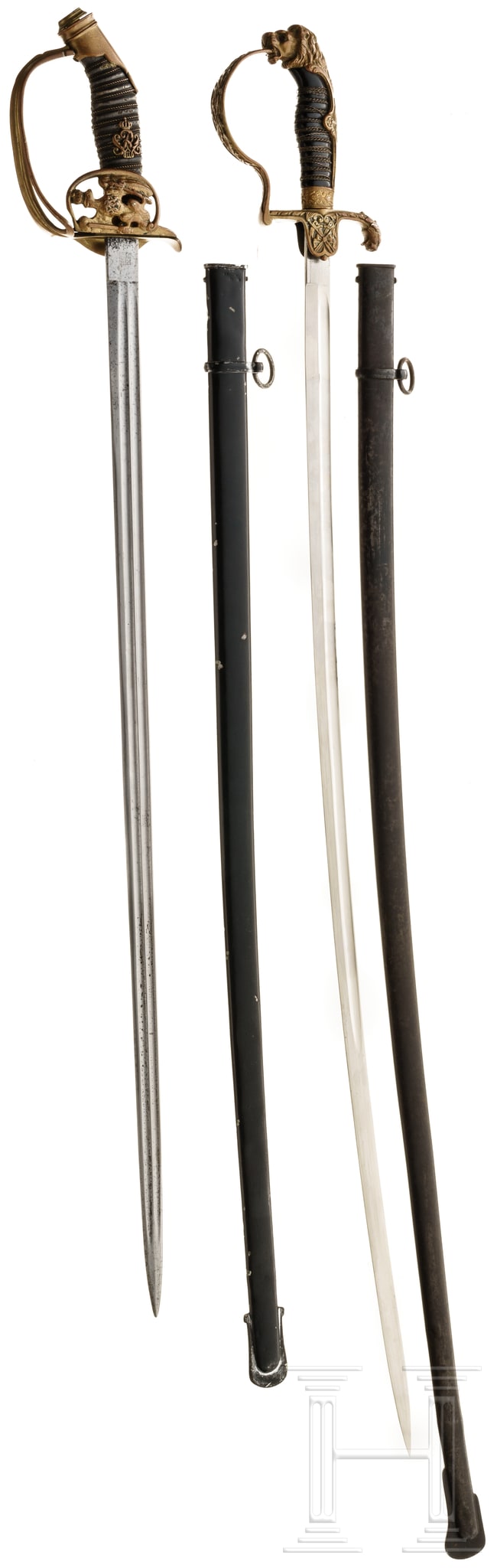 A Saxon lion's head sabre for officers of the cavalry and a Prussian ...