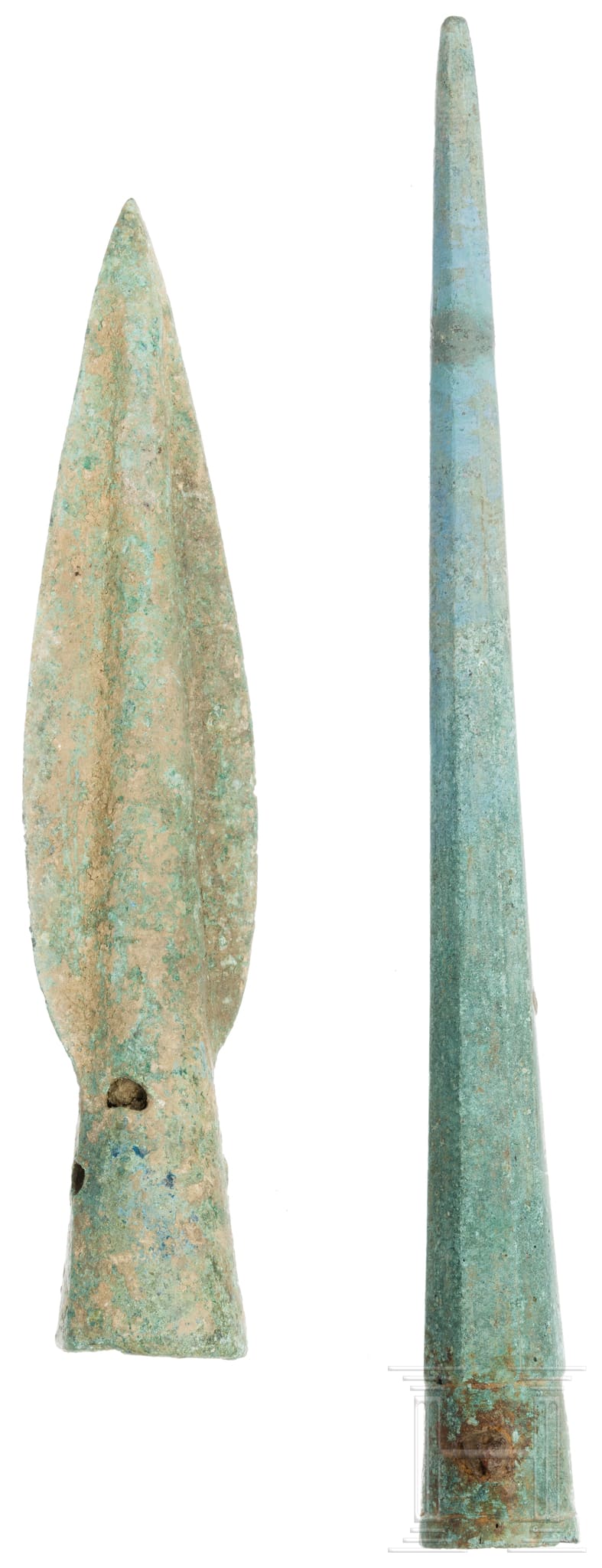 A Bronze Age lance tip and lance shoe, 9th - 7th century B.C. | Barnebys