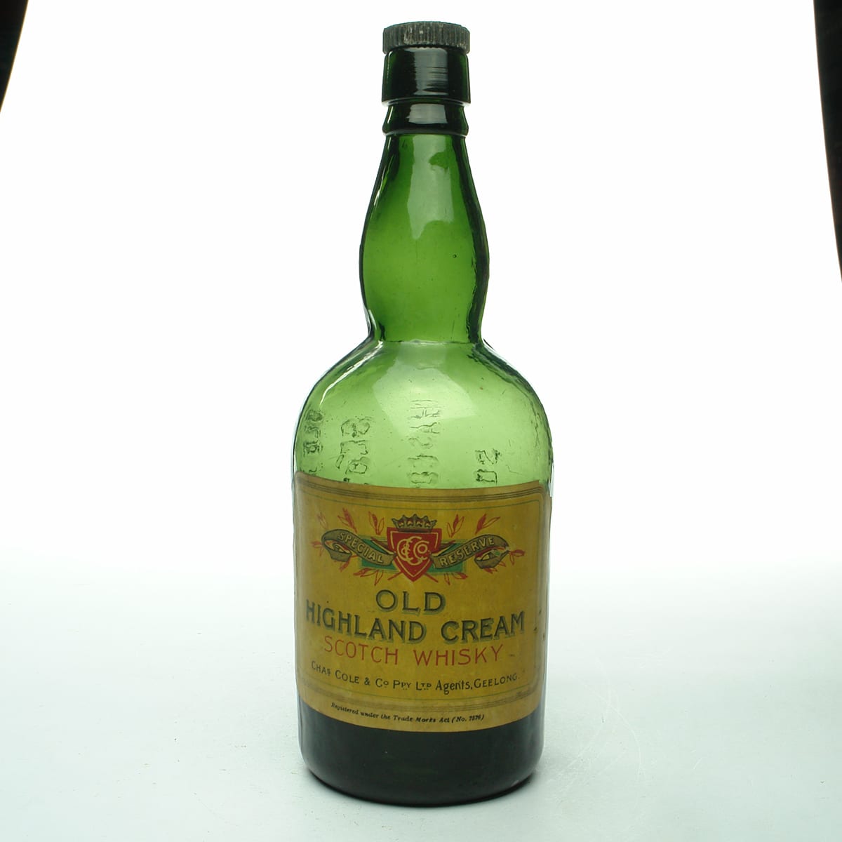 Whisky. Chas Cole, Geelong. Old Highland Cream. Original Label. Green ...